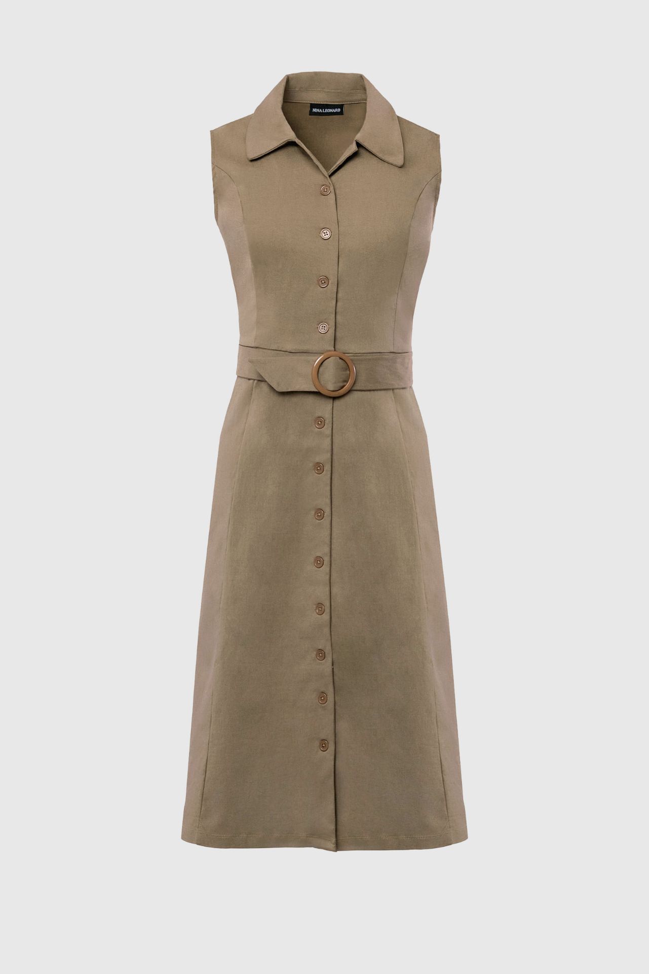 Pine Apparel | Self Sash Button Front Shirt Dress